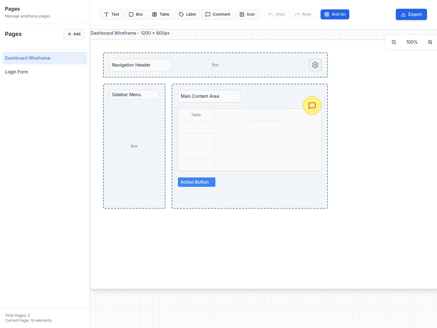 Wireframe Studio: A Fast, Intuitive Web App for Page-Based UI Wireframing and Exporting