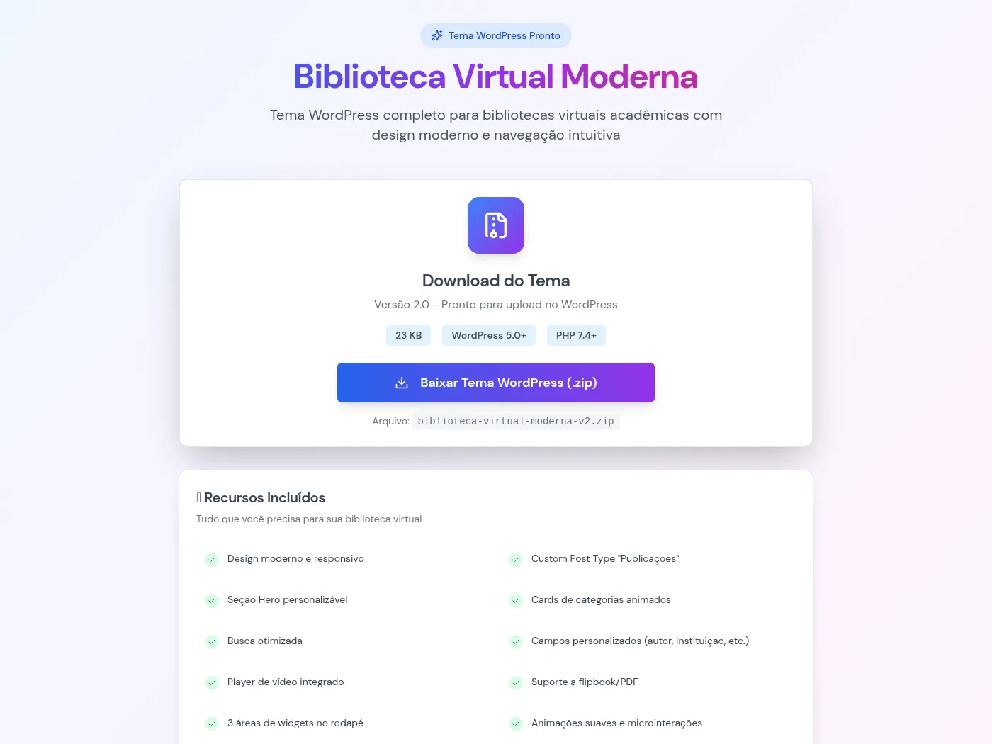 WordPress Modern Library Theme
