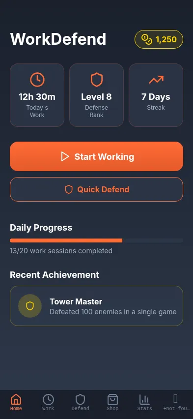 Work Timer Tower Defense Game