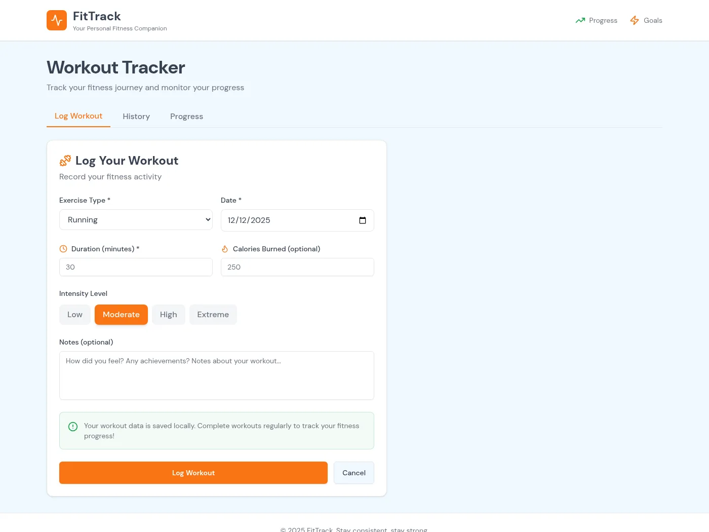 Workout Tracker App