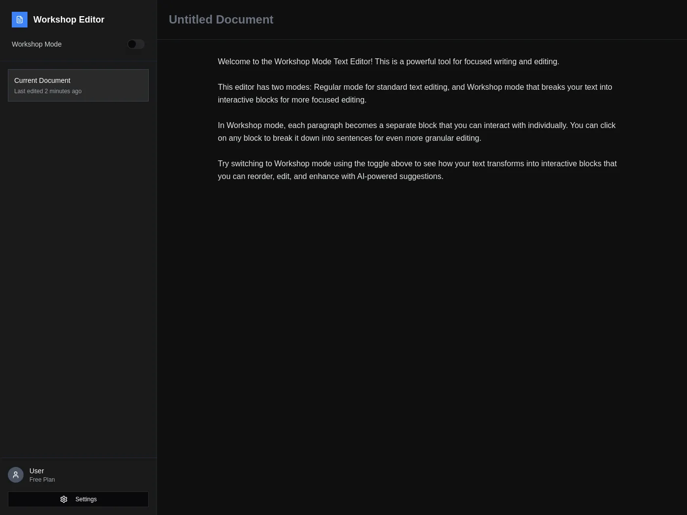 Workshop Mode Text Editor