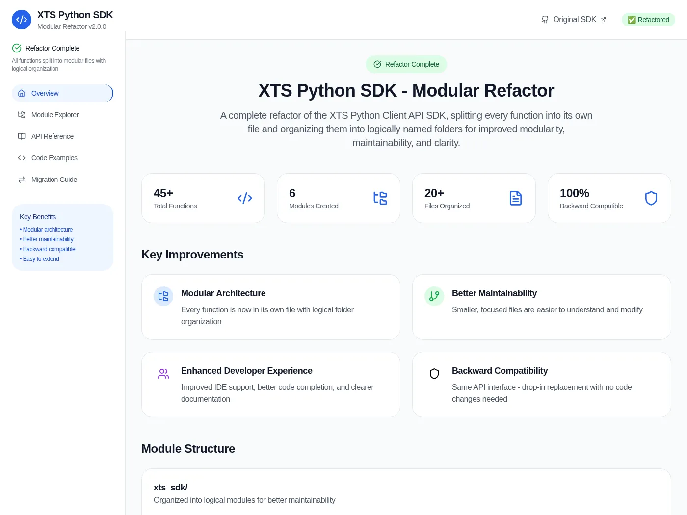 XTS Python SDK Modular Refactor