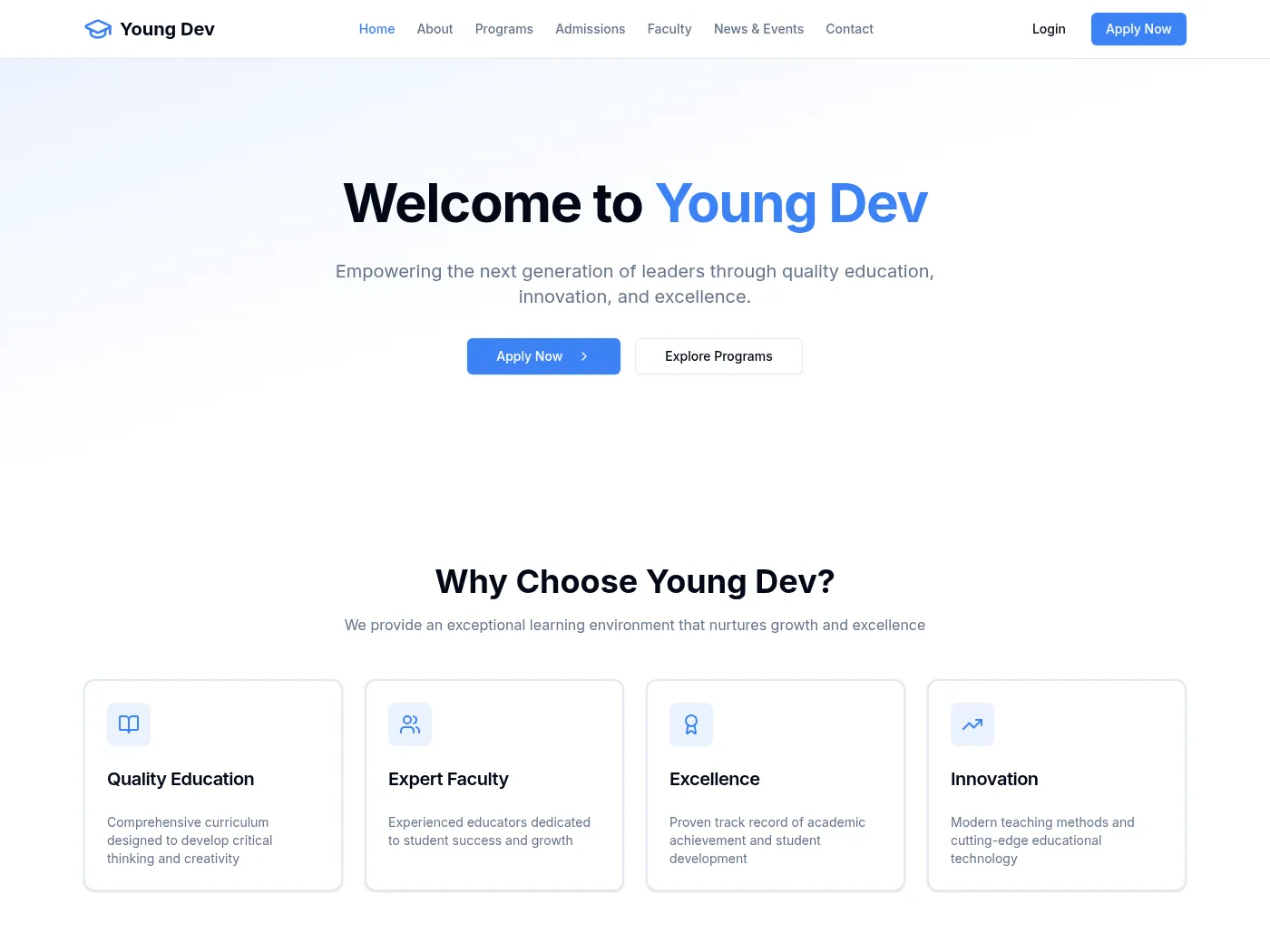 Young Dev School Management System
