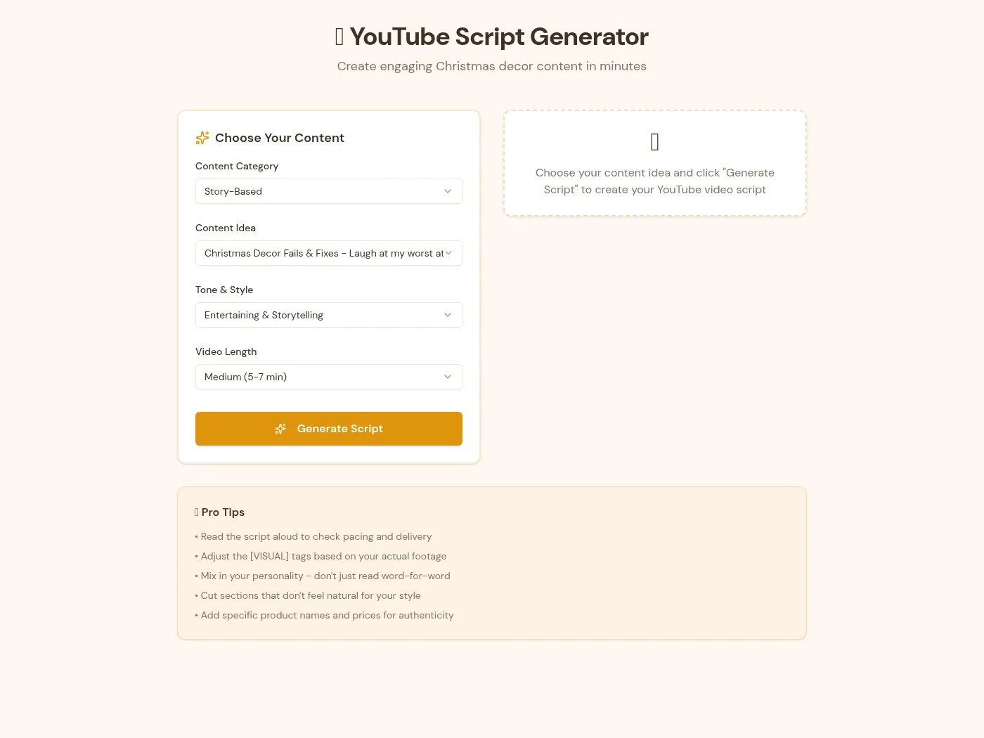 YouTube Script Generator