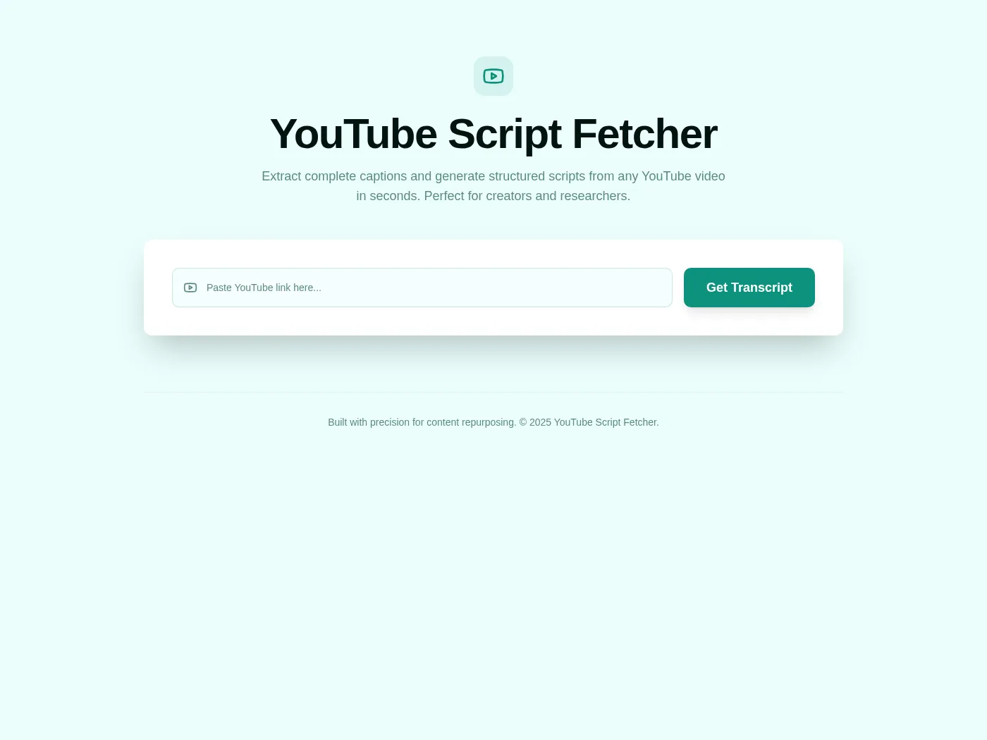 YouTube Caption & Script Fetcher