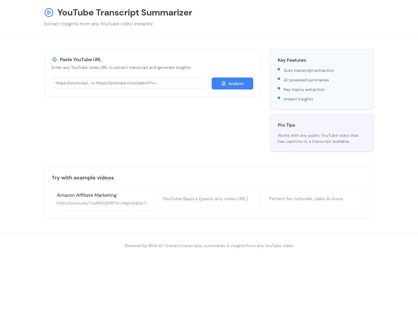YouTube Transcript Summarizer and Insights Dashboard