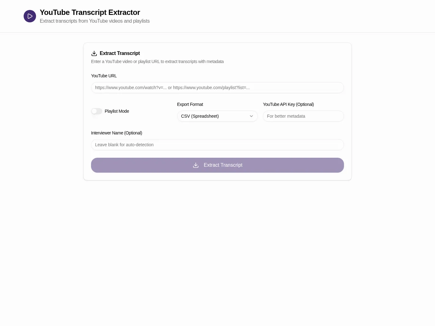 YouTube Video Transcript Extractor