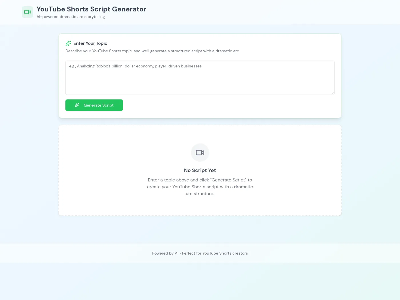 YouTube Shorts Script Generator for Trending Game Economies