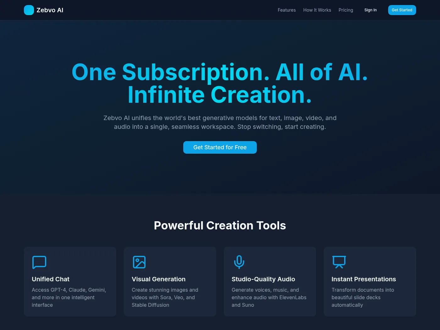 Zebvo AI: Unified Generative AI Web Platform