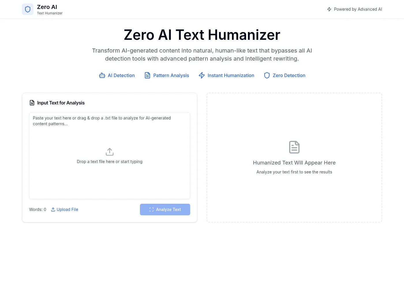 Zero AI Text Humanizer and Detection Evader