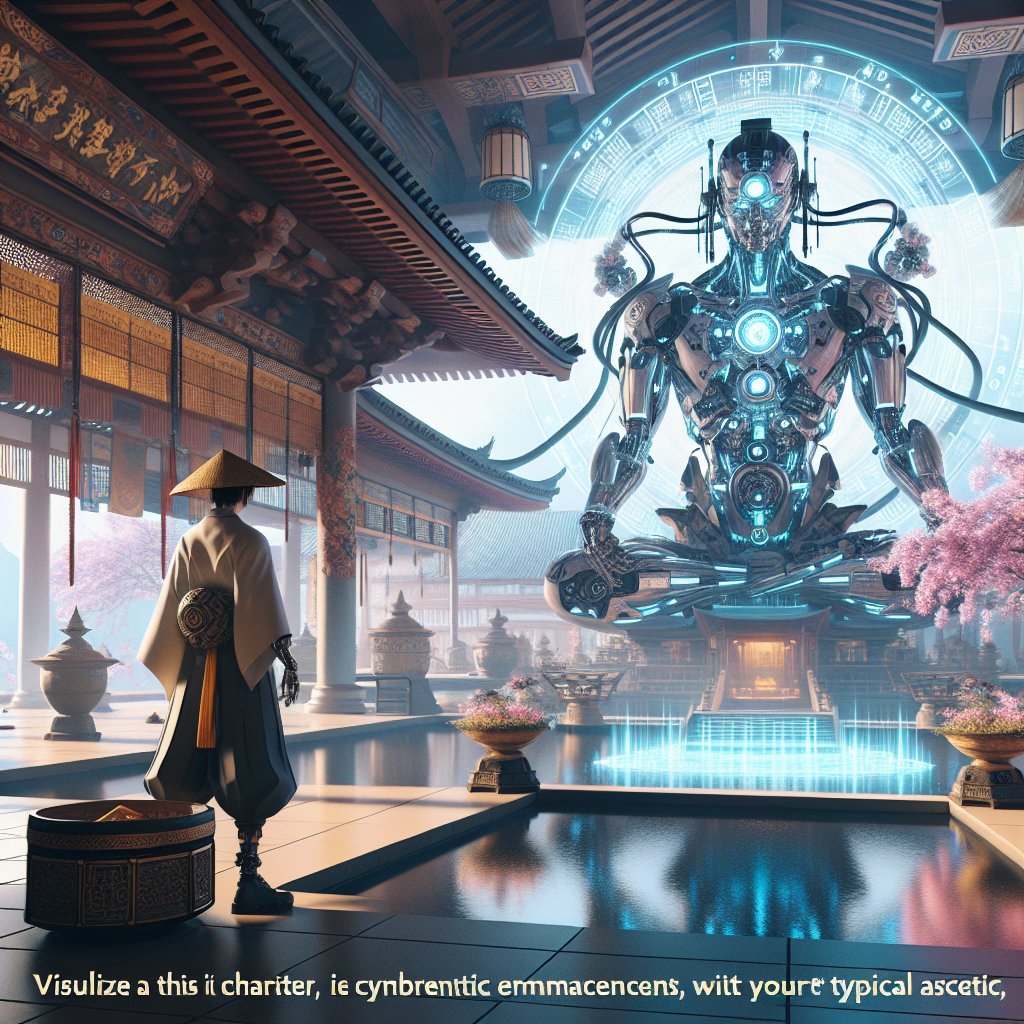 A futuristic monk with cybernetic enhancements, | Fanart