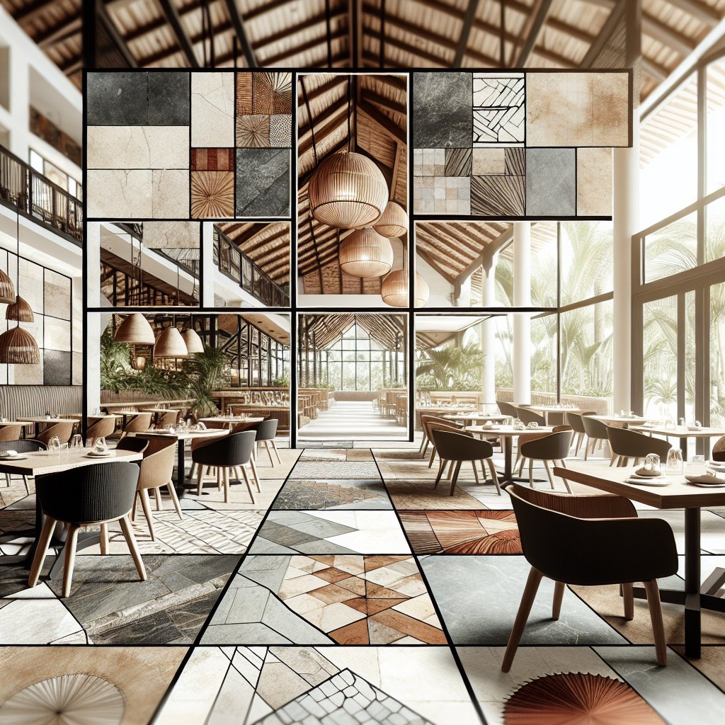 Restaurant with limestone flooring wooden roof | Fanart
