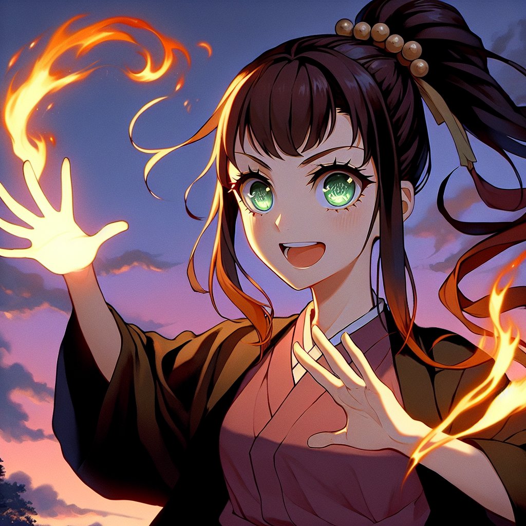 Anime Girl Fiery Power | Fanart