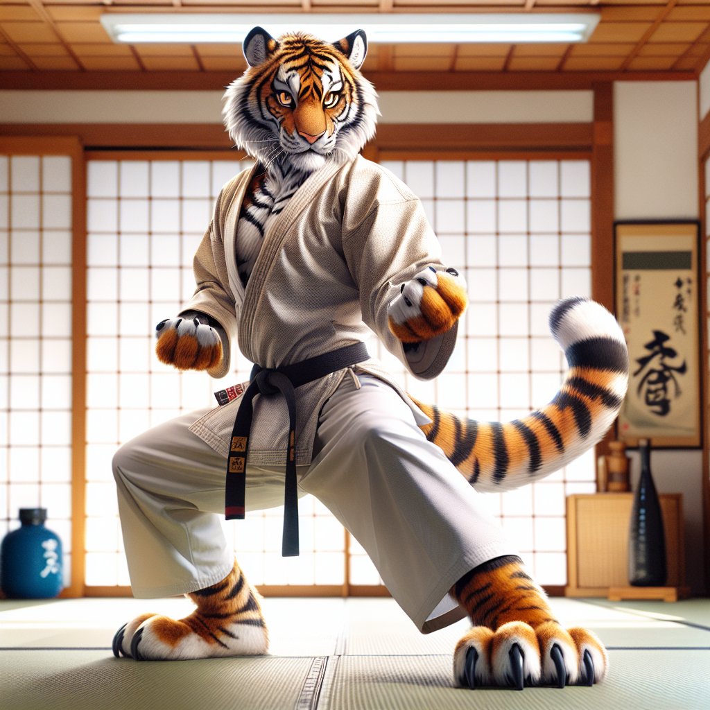 Karate female anthropomorph Tiger, training in | Fanart