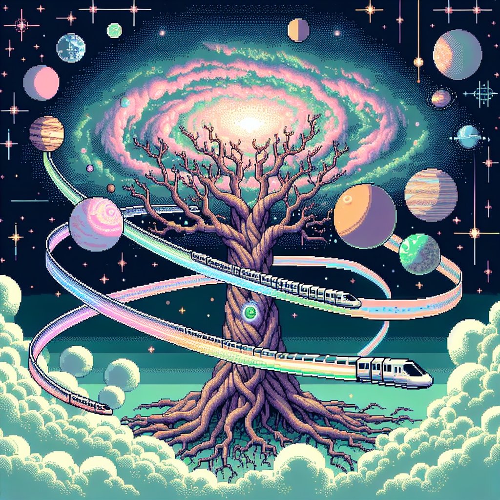 A pixelated deep space scene with | Fanart