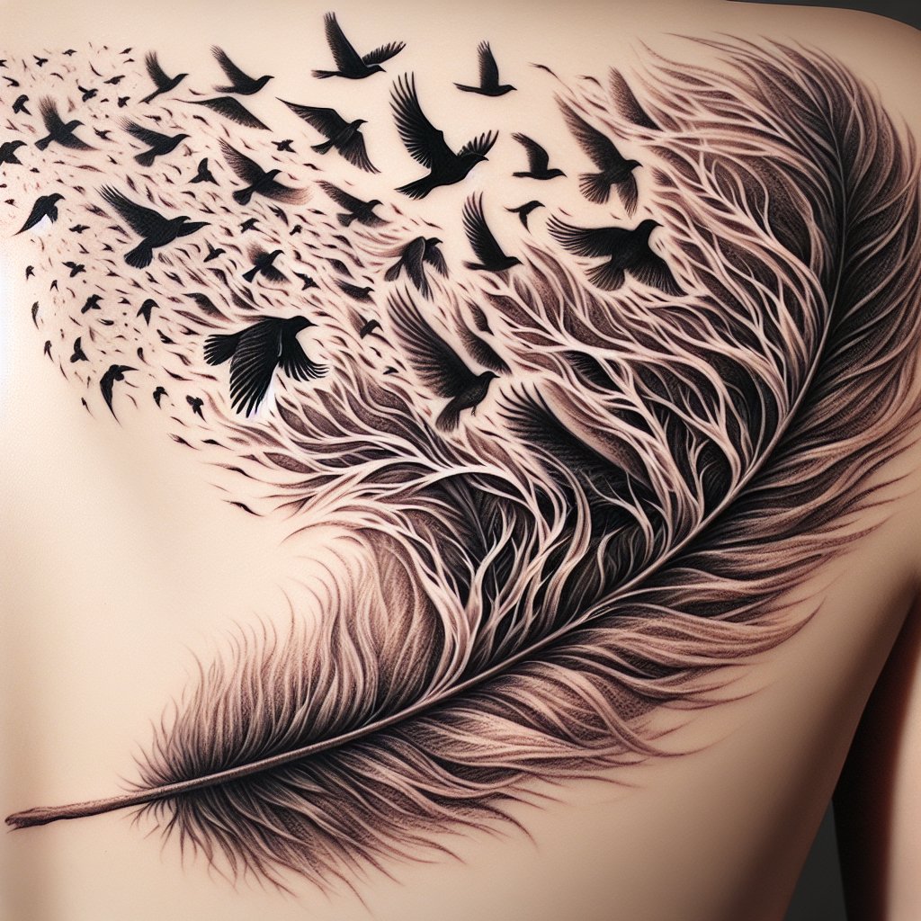 A tattoo of a detailed feather | Fanart