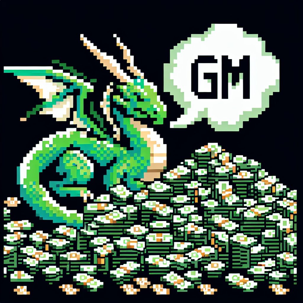 green dragon saying “GM” in a | Fanart