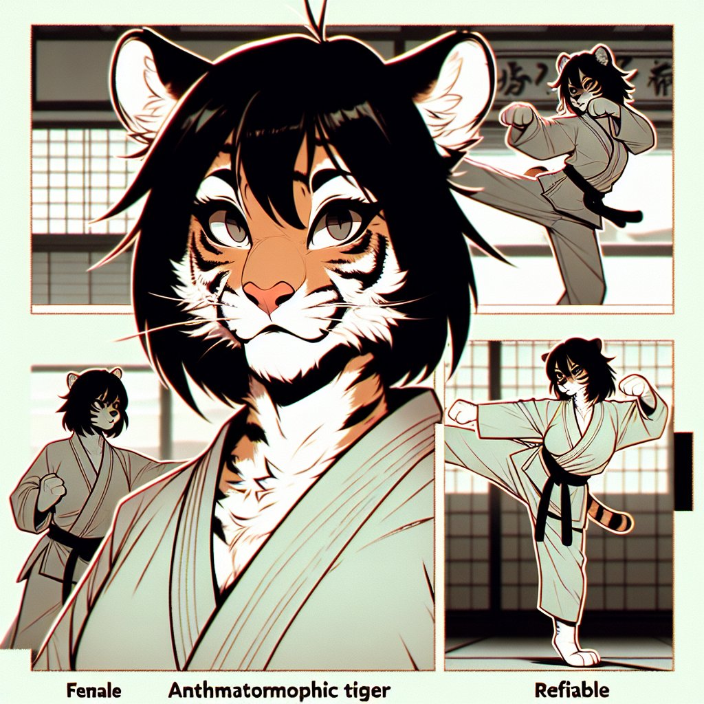 Karate female anthropomorph Tiger, training in | Fanart