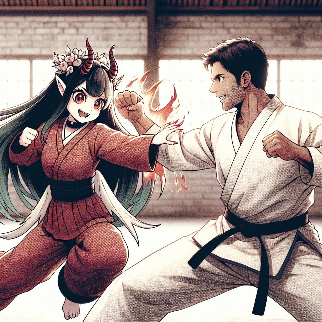 Succubus, karate skilled, fights against a | Fanart