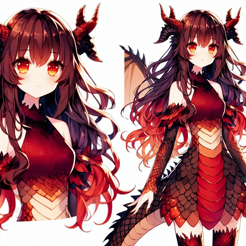 Dragon girl full body with brown | Fanart
