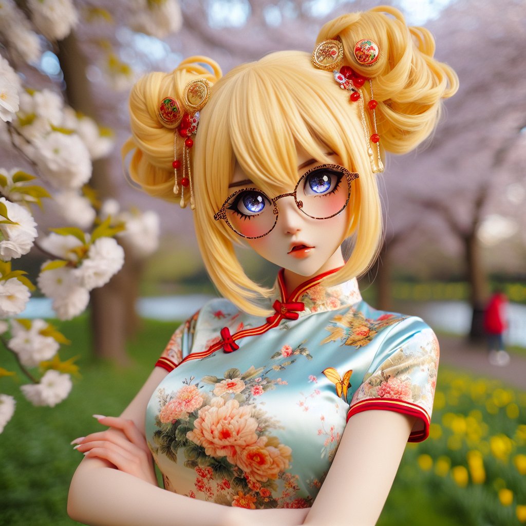 Anime Girl Twin Buns | Fanart