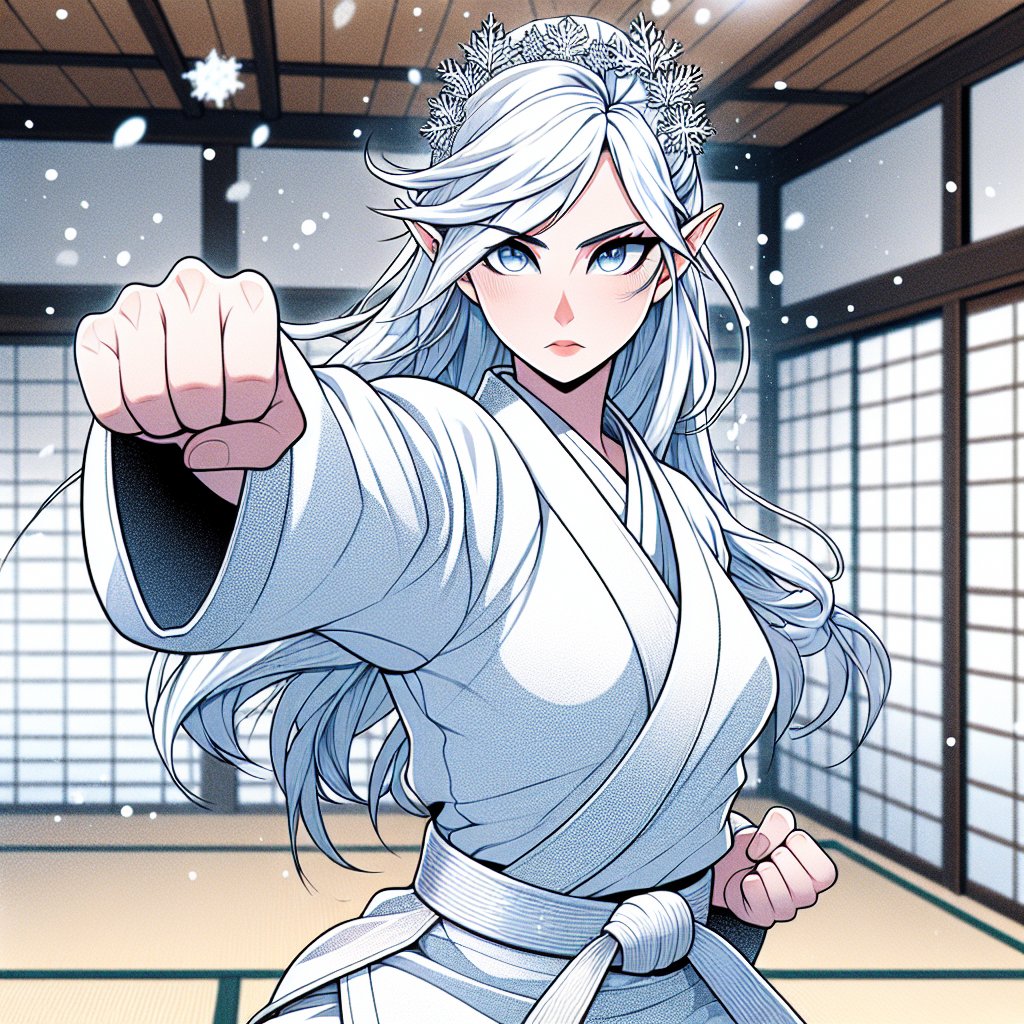 Karate determined Yuki-Onna in dojo | Fanart
