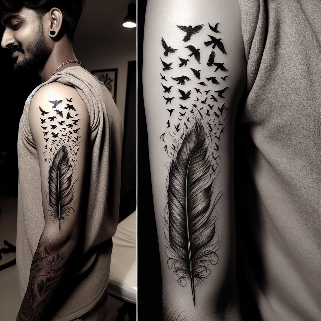 A tattoo of a detailed feather | Fanart