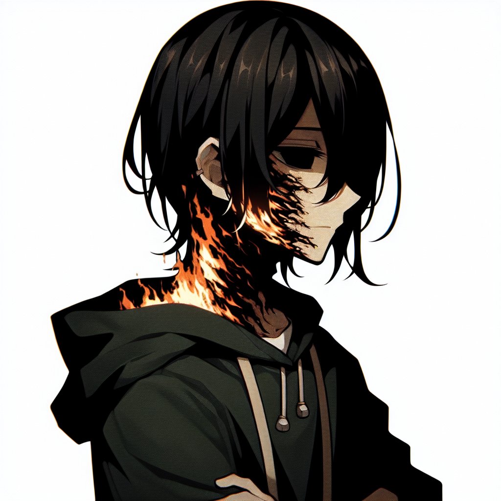 Half burned man with tied long | Fanart