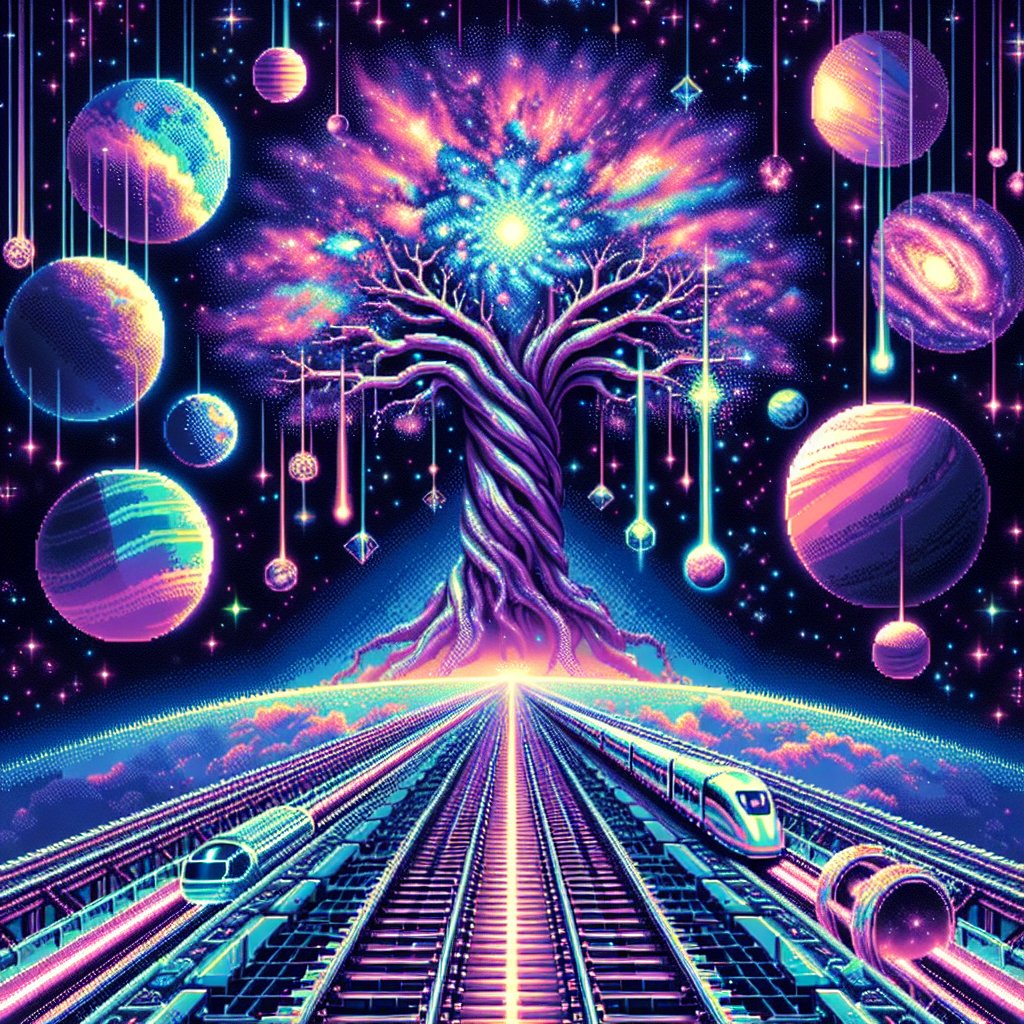 A pixelated deep space scene with | Fanart