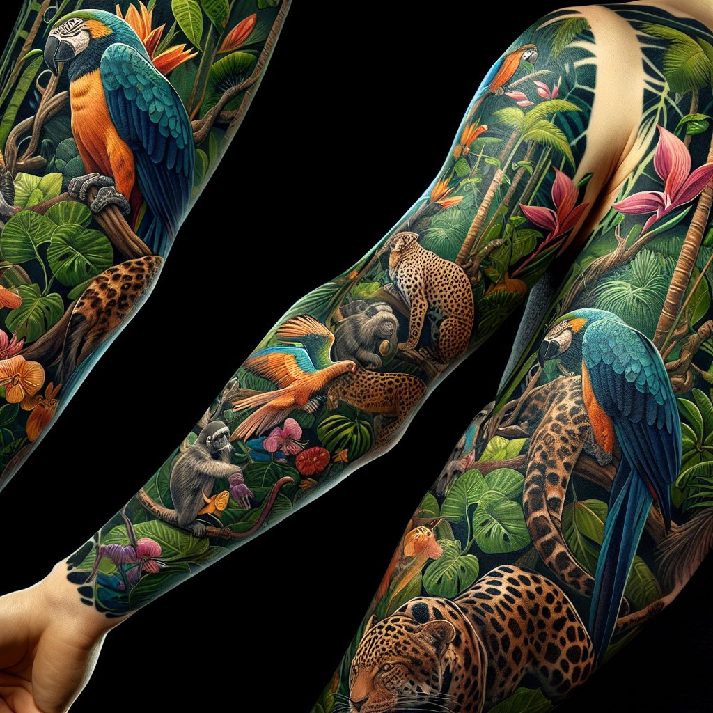 A sleeve tattoo of a lush | Fanart