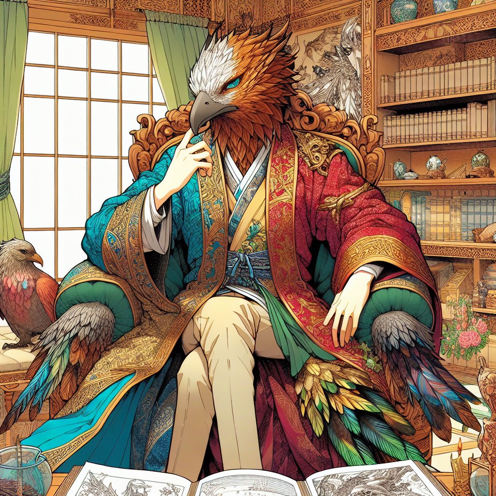 A bird person with regal robes | Fanart