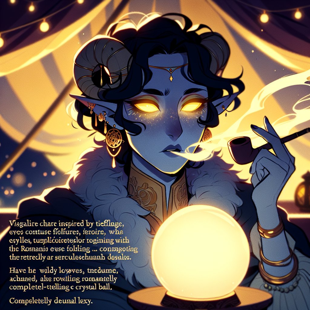 A gypsy tiefling with completely golden | Fanart