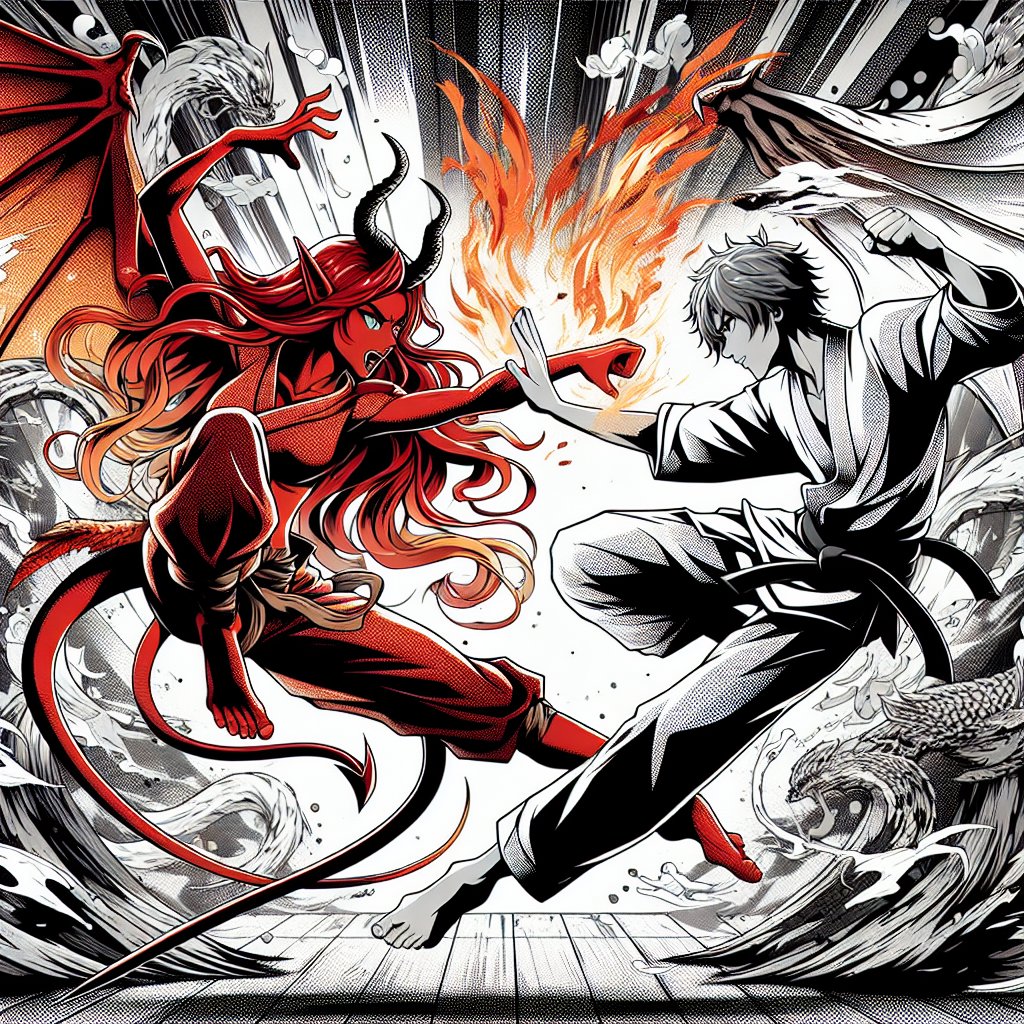 Judo Succubus fights against a human | Fanart