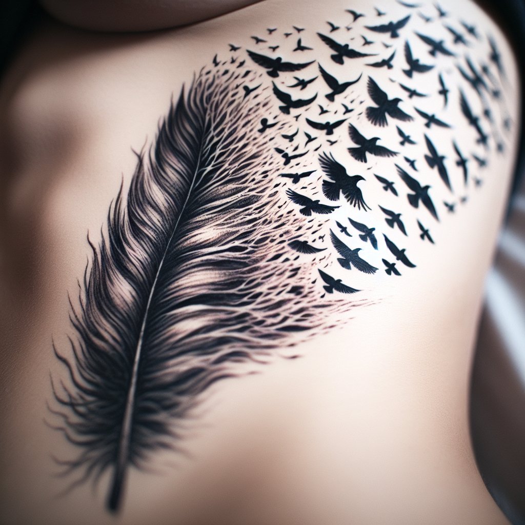 A tattoo of a detailed feather | Fanart