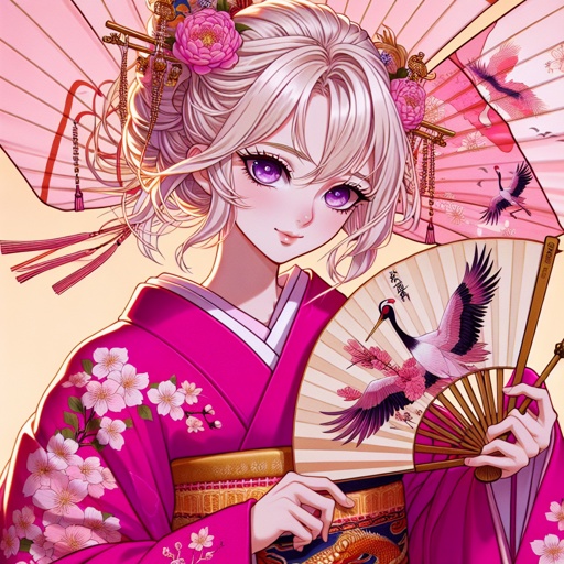 Anime Girl Paper Fan | Fanart