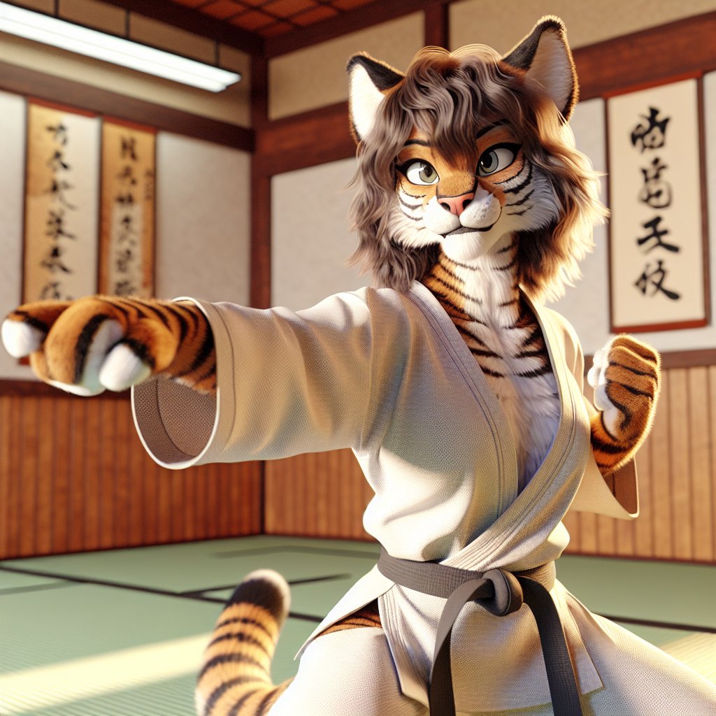 Karate female anthropomorph Tiger, training in | Fanart