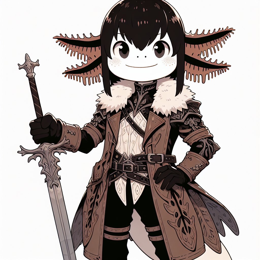 Humanoid Axolotl boy, wearing leather armour, | Fanart
