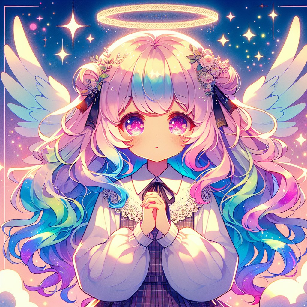 Anime Girl Rainbow Hair | Fanart