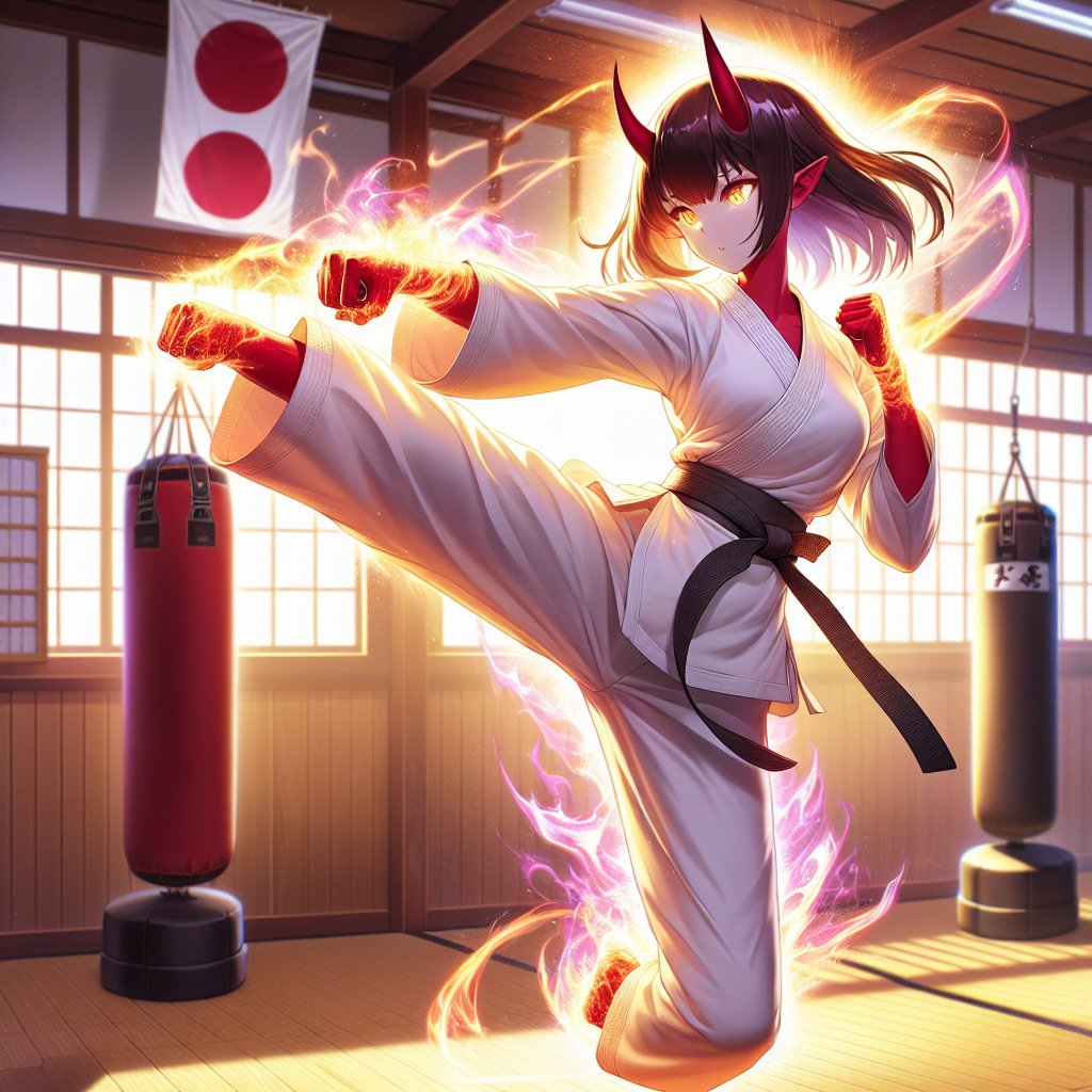 She is a karate succubus sparring | Fanart