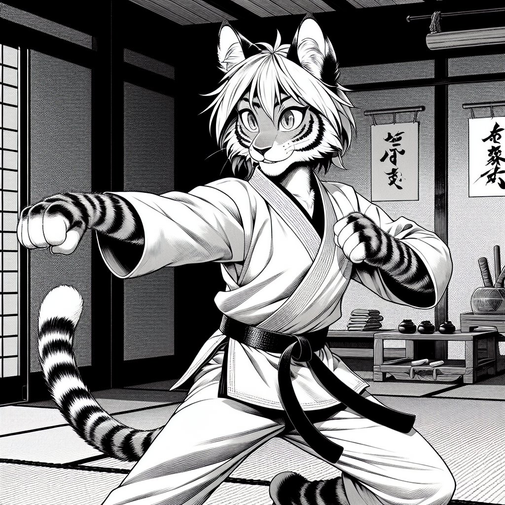 Karate anthropomorph tigress, training in traditional | Fanart