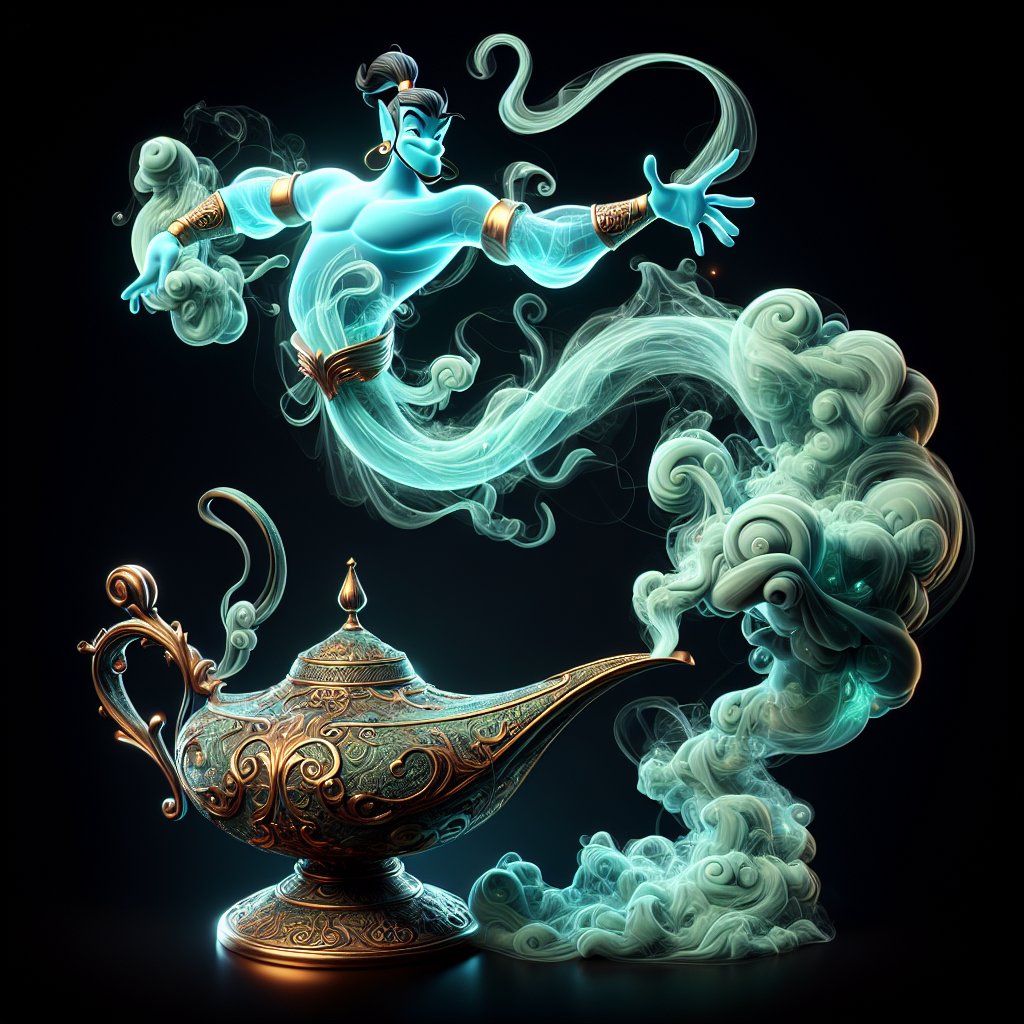A mystical genie emerging from an | Fanart