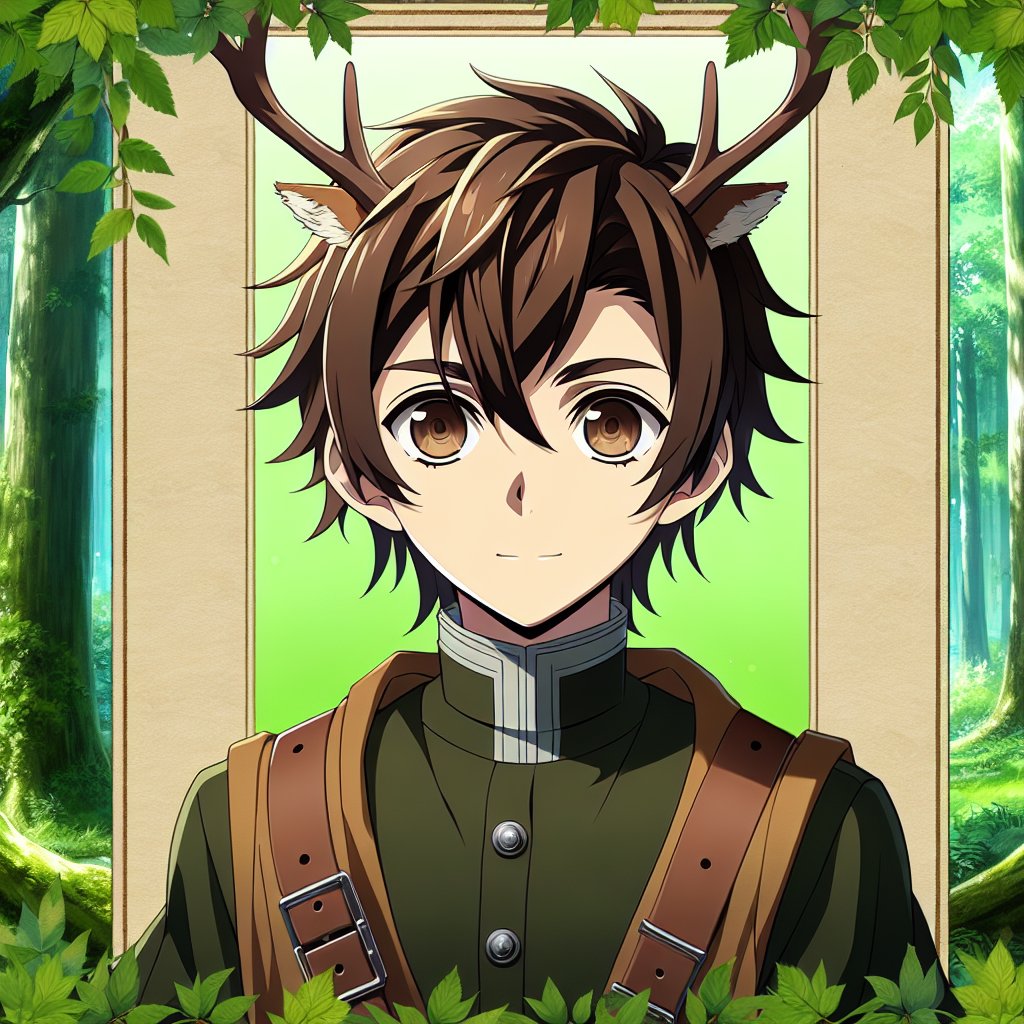 Stag monster-kin girl, leather armour, hazel | Fanart