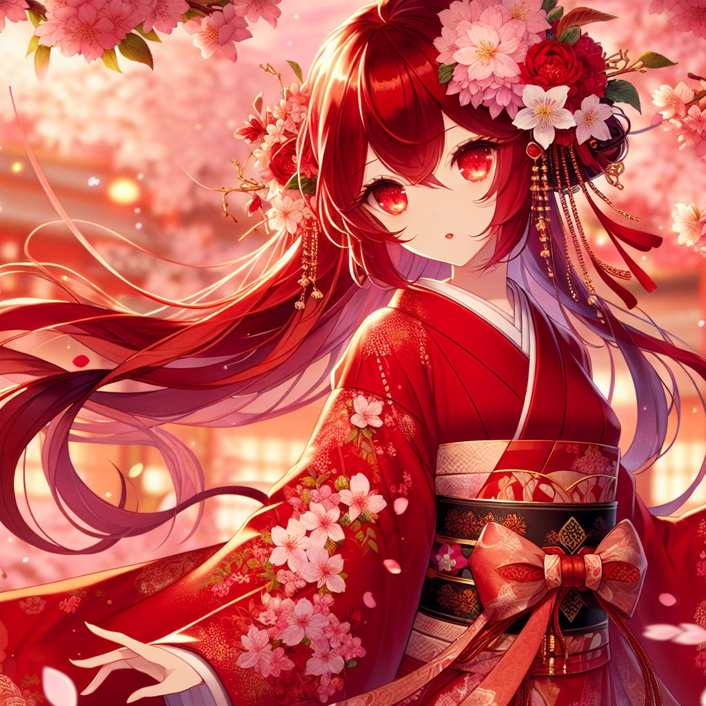 Anime Girl Red Hair Red Eyes: | Fanart