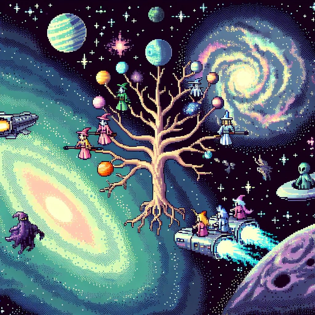 A pixelated deep space scene with | Fanart
