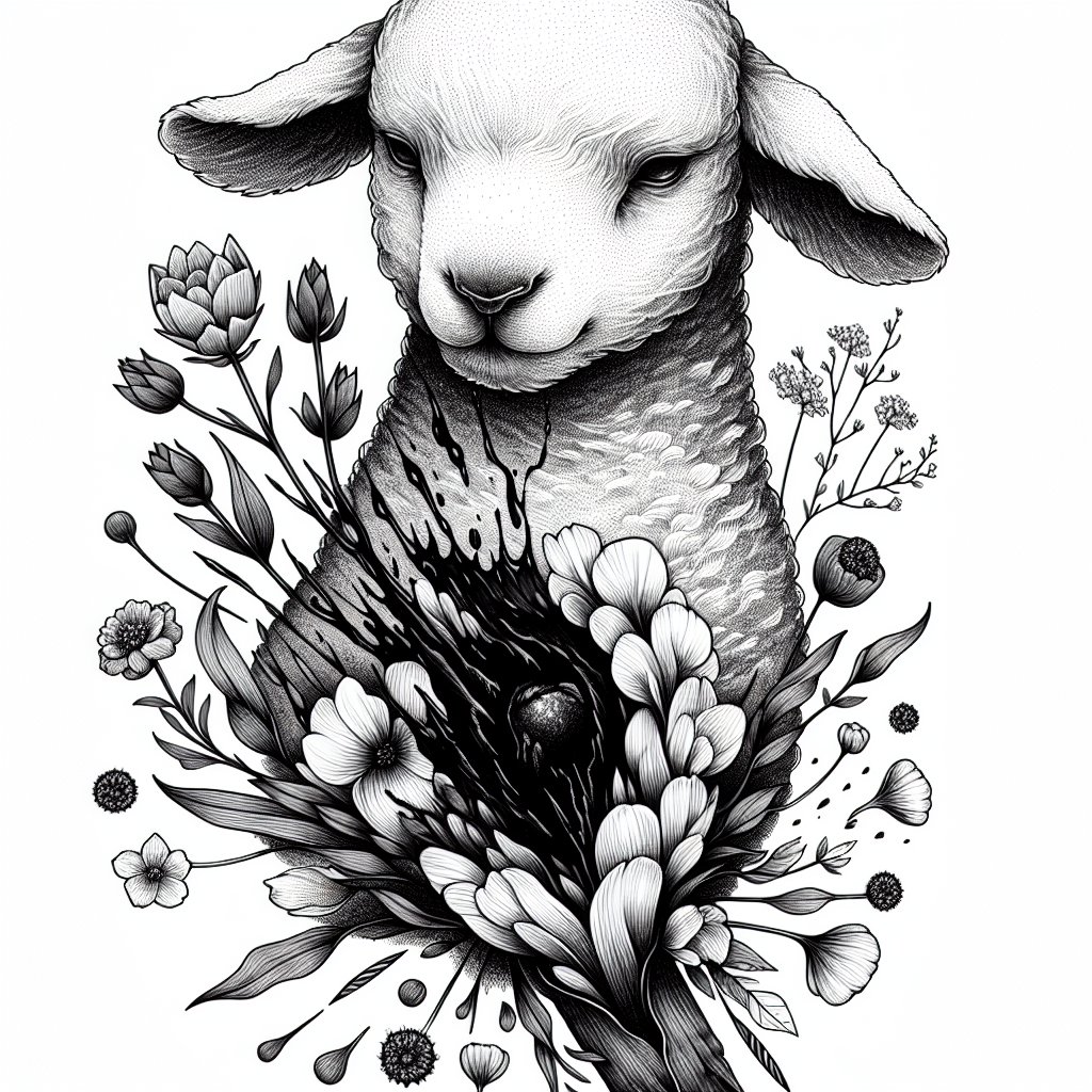 A lamb with a black wound | Fanart