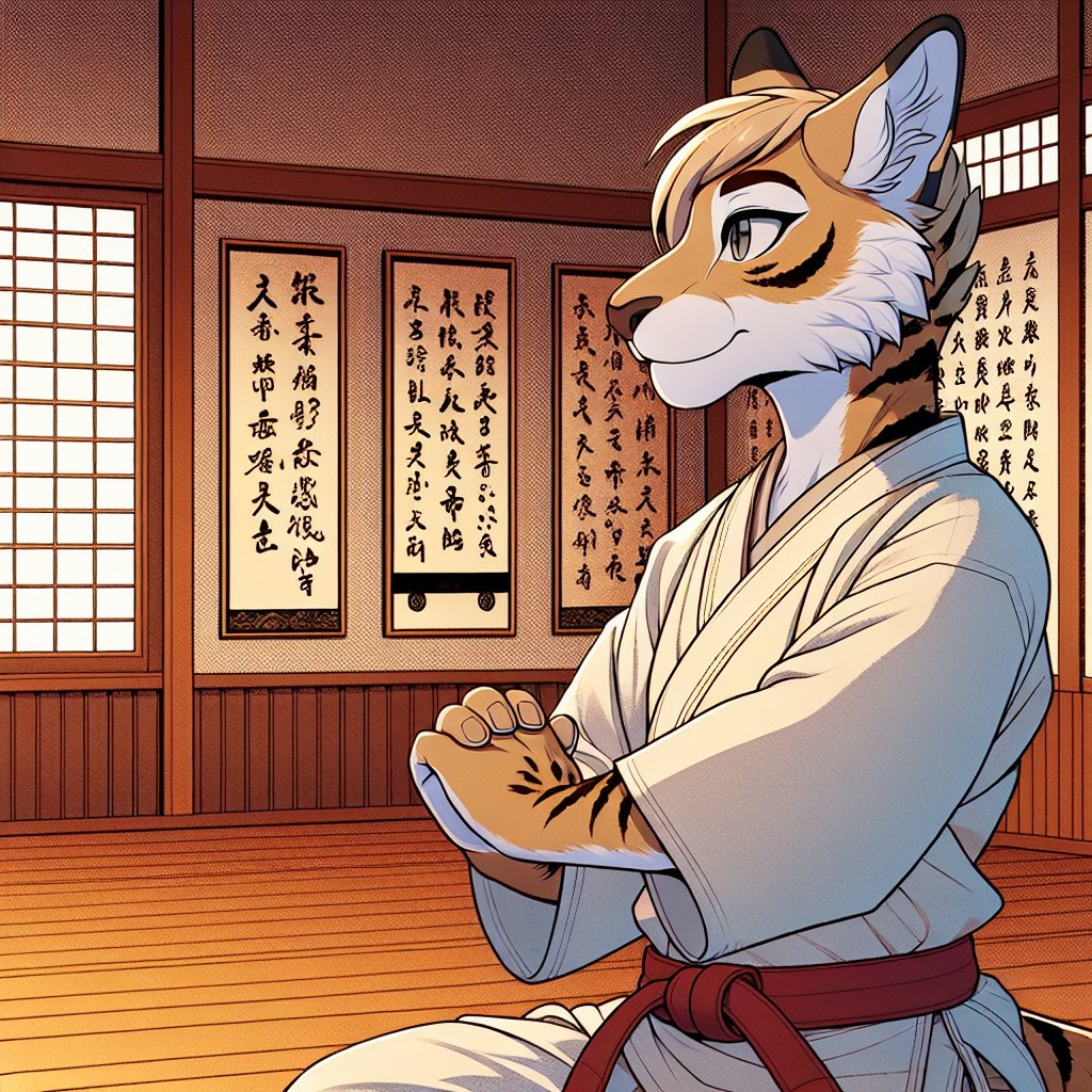 Karate anthropomorph tigress, training in traditional | Fanart