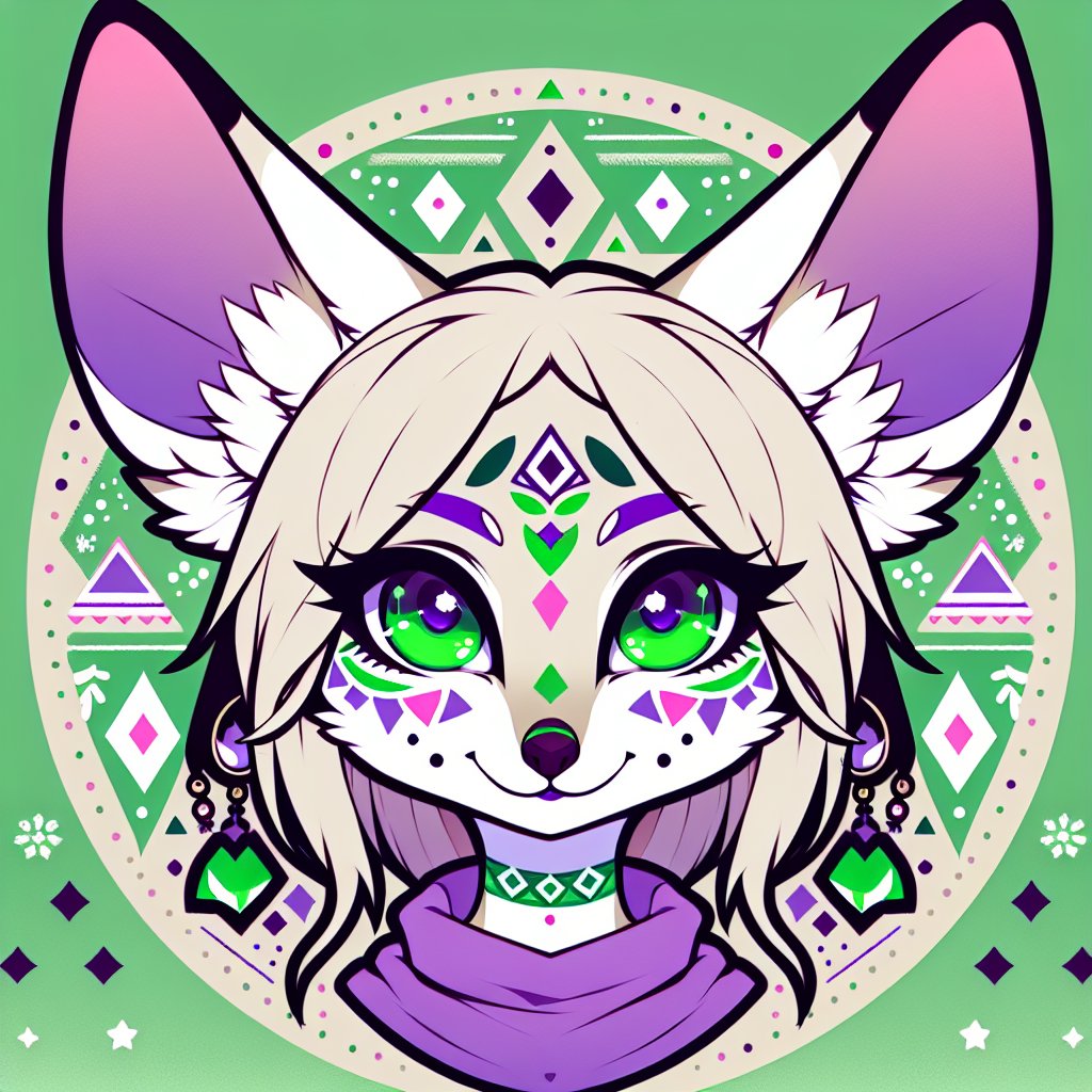 A white fennec fox with green | Fanart