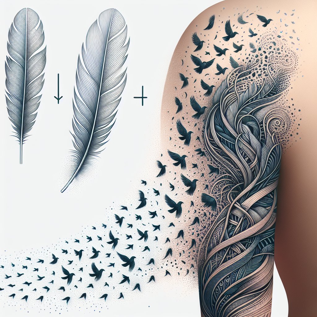 A tattoo of a detailed feather | Fanart