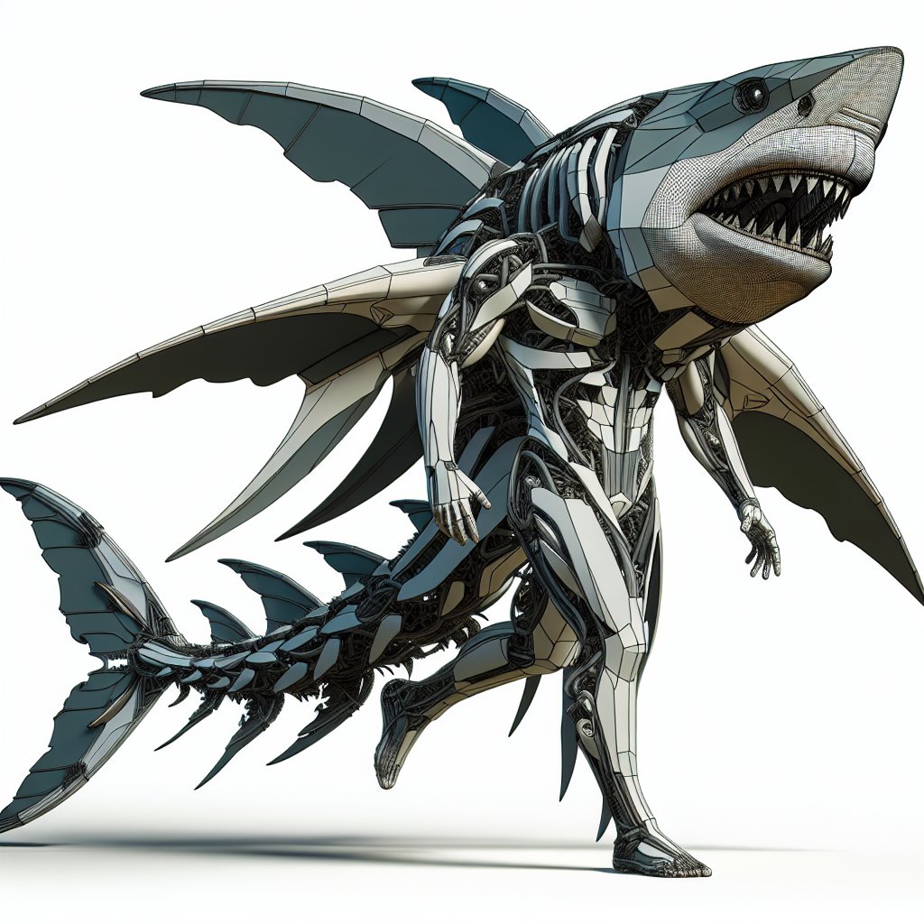 Sharklike symbiotic mechsuit with wings | Fanart