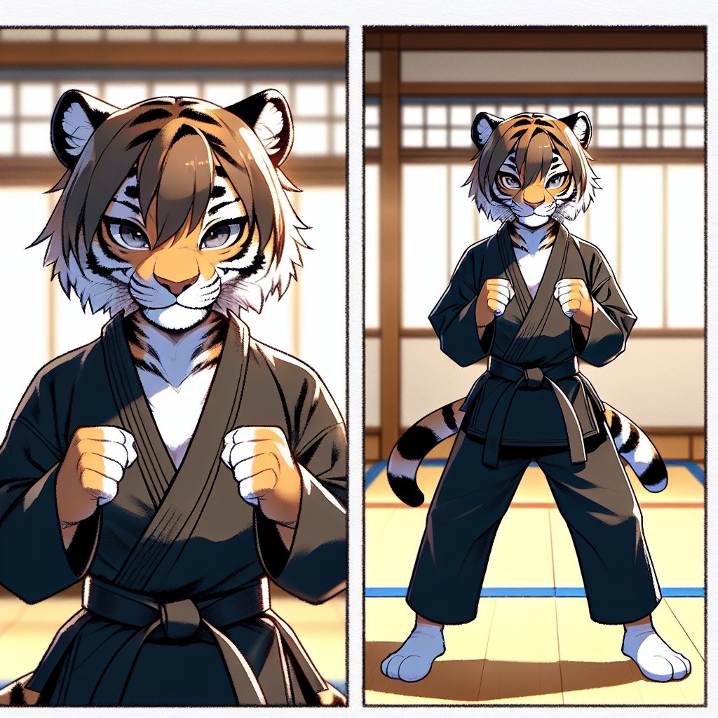 anthropomorph tigress, wearing a black | Fanart